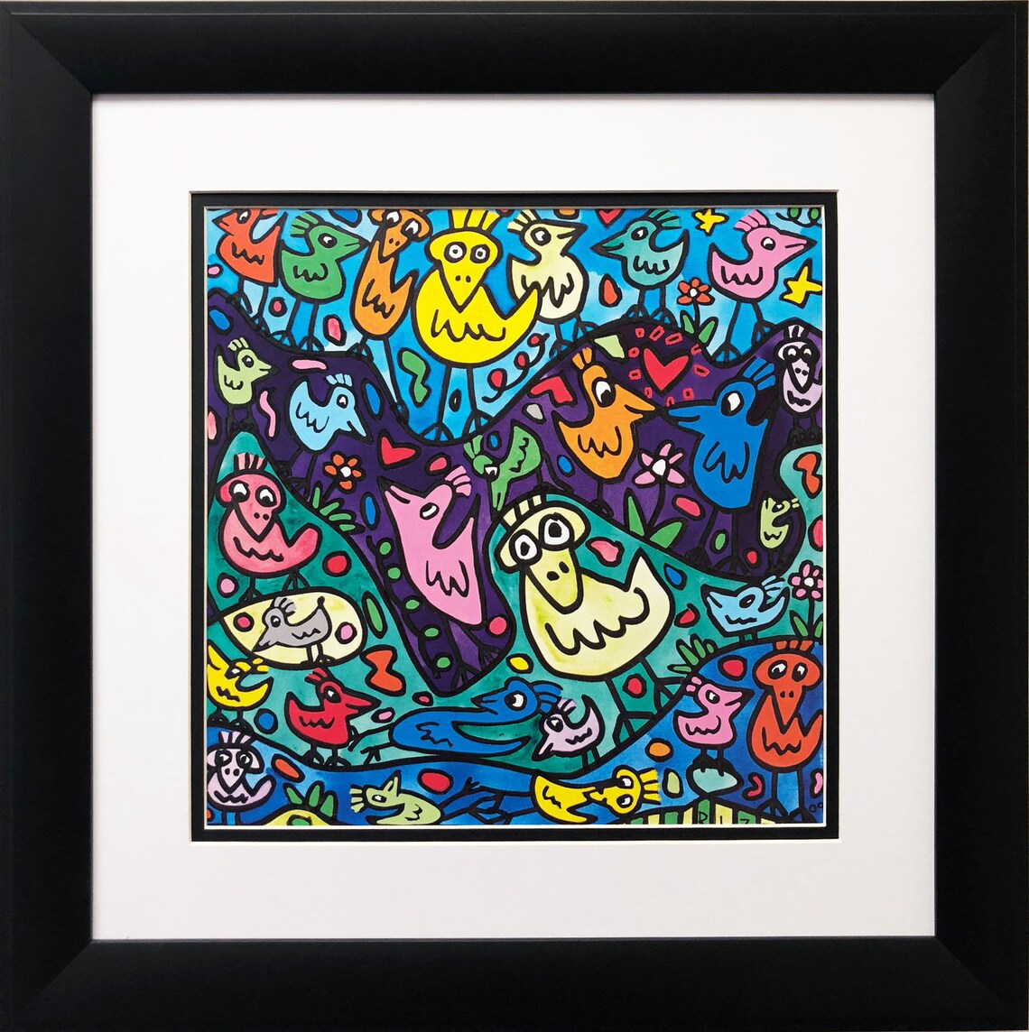 James Rizzi flocking up With the Birds CUSTOM - Etsy