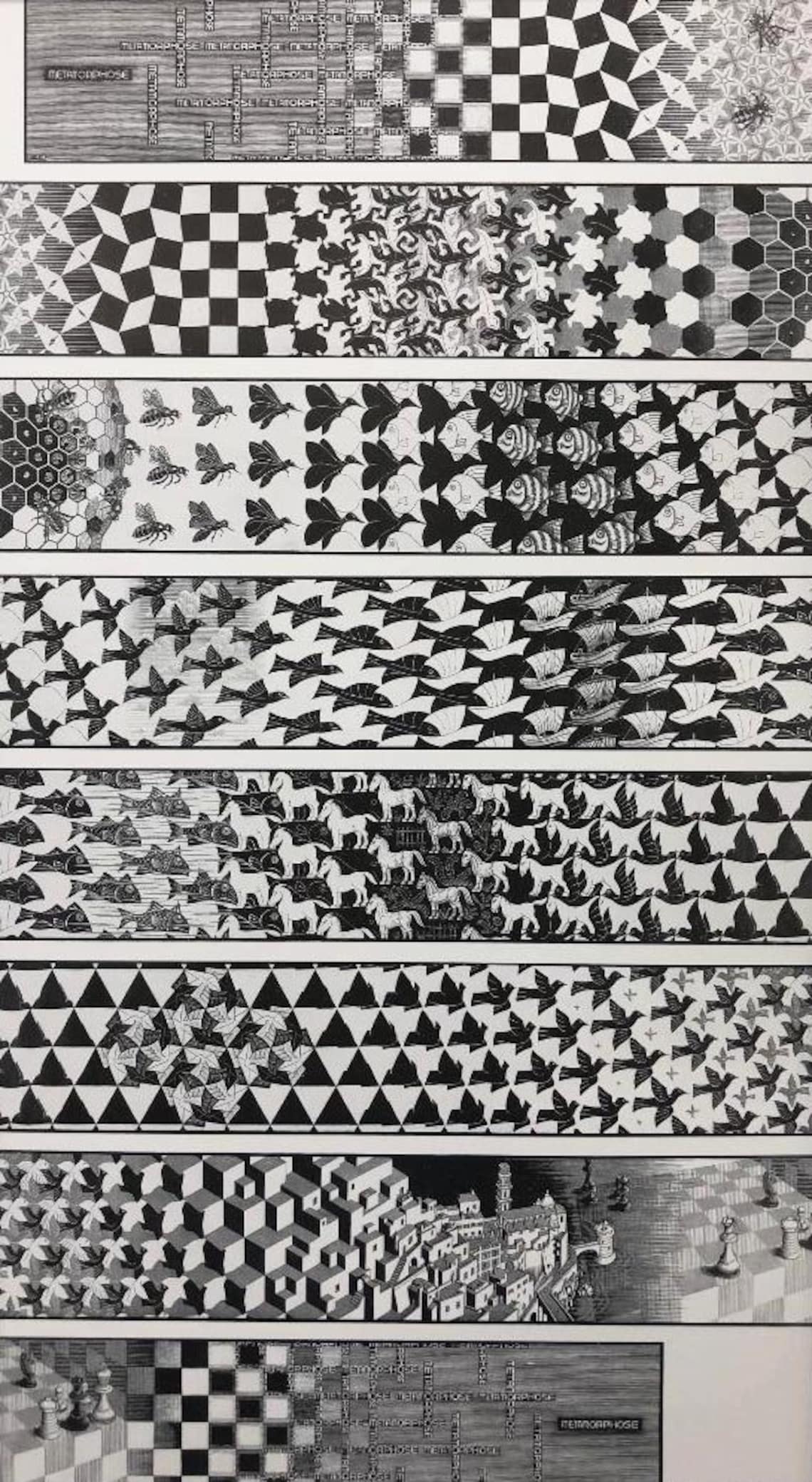 M.c.escher metamorphosis Iii CUSTOM FRAMED Art - Etsy