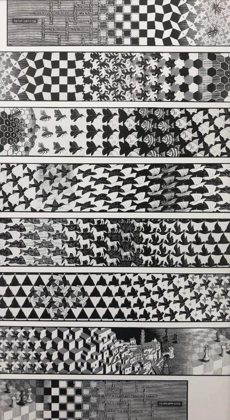 M.c.escher metamorphosis Iii CUSTOM FRAMED Art - Etsy