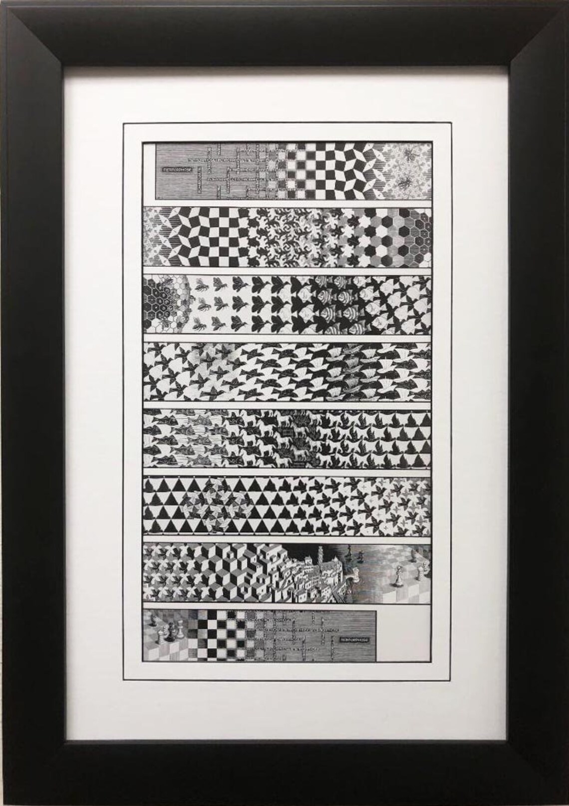 M.C.Escher Metamorphosis III CUSTOM FRAMED Art | Etsy