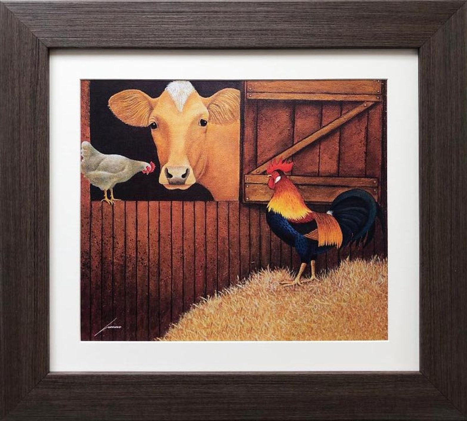 Lowell Herrero cow and Rooster in Barn New CUSTOM | Etsy