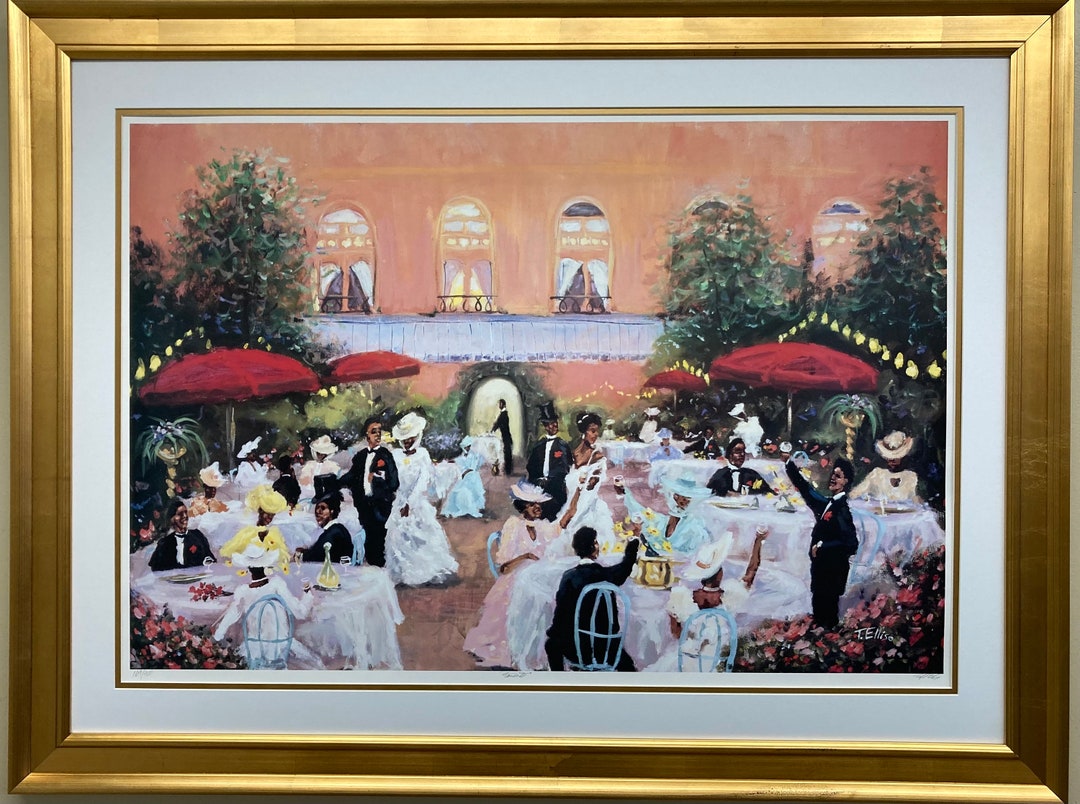 Ted Ellis "soiree Ii" Hand Signed Custom Framed Black Art Dinner Party ...