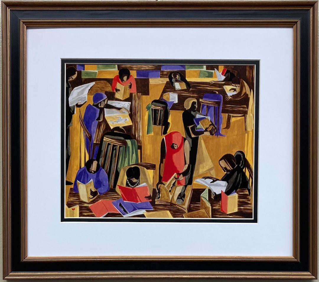 Jacob Lawrence "the Library 1960" New Custom Framed Black Art - Etsy