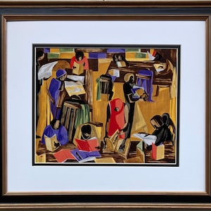 Jacob Lawrence "the Library 1960" New Custom Framed Black Art - Etsy