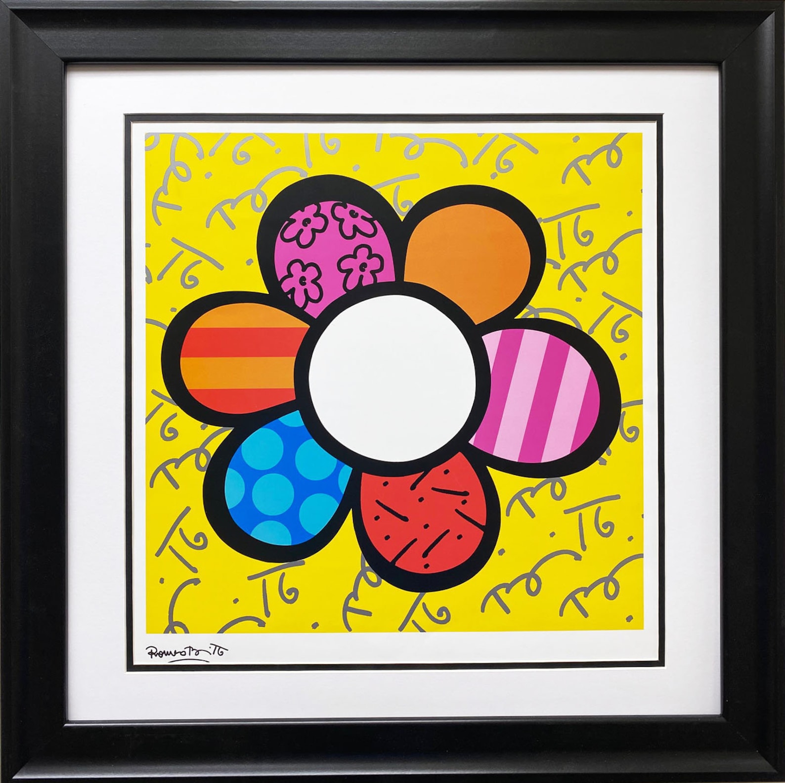Romero Britto "flower Power I (yellow)" Newly Custom FRAMED ART - Etsy