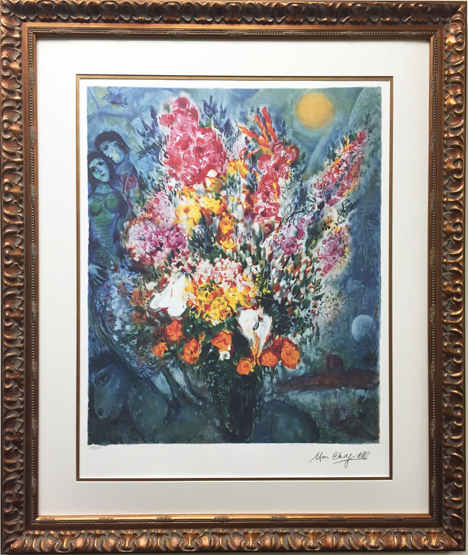 Marc Chagall "blue Bouquet" Newly CUSTOM FRAMED Limited Edition ...