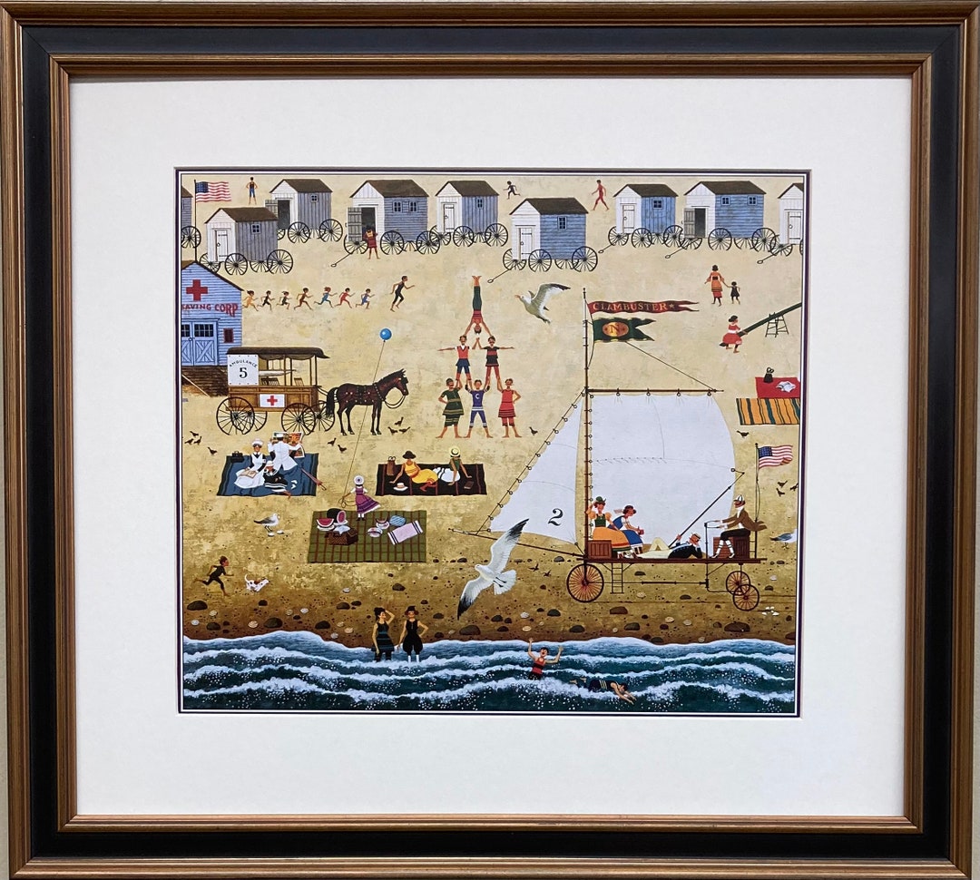 Charles Wysocki "the Nantucket -detail" New CUSTOM FRAMED Art Americana ...