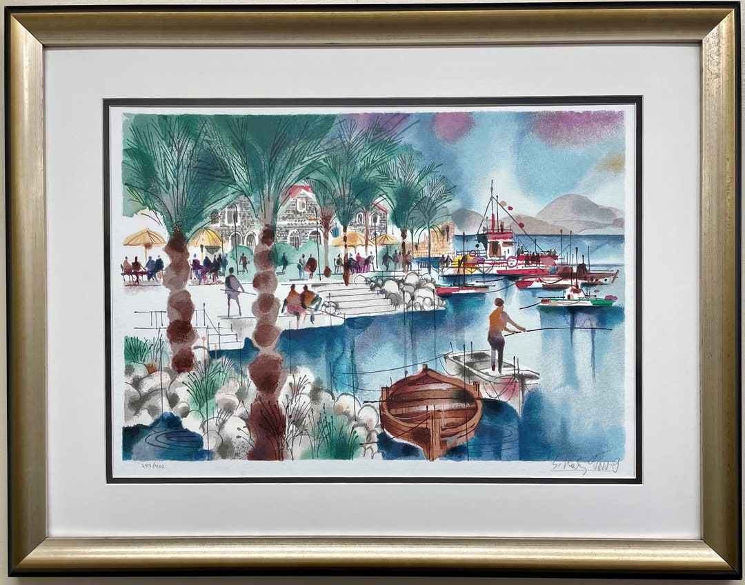 Shmuel Katz fishermen of the Kinneret Signed Limited FRAMED ART - Etsy