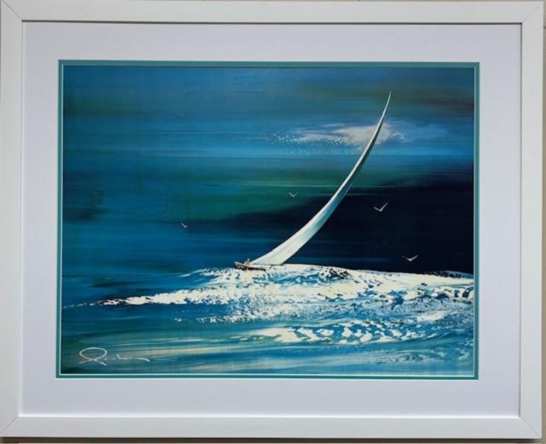 Les Lambson "racing Home" Sailing Ocean Seascape Framed Plate Signed ...