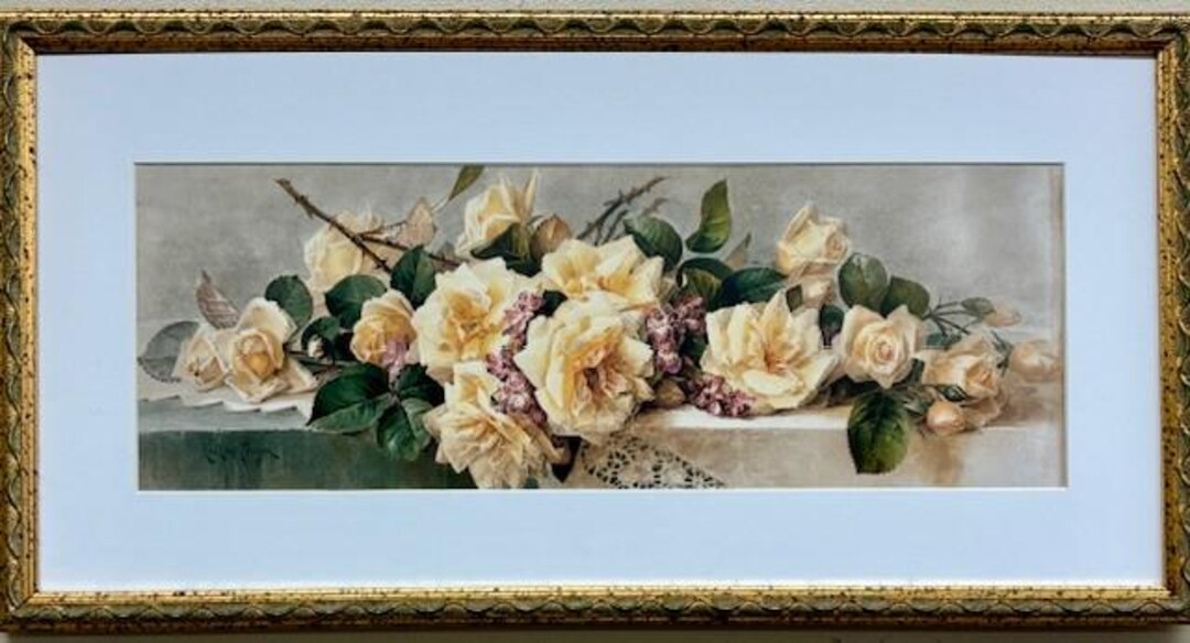 Paul De Longpre "yellow Roses & Violets" Framed Art Print Floral Still ...