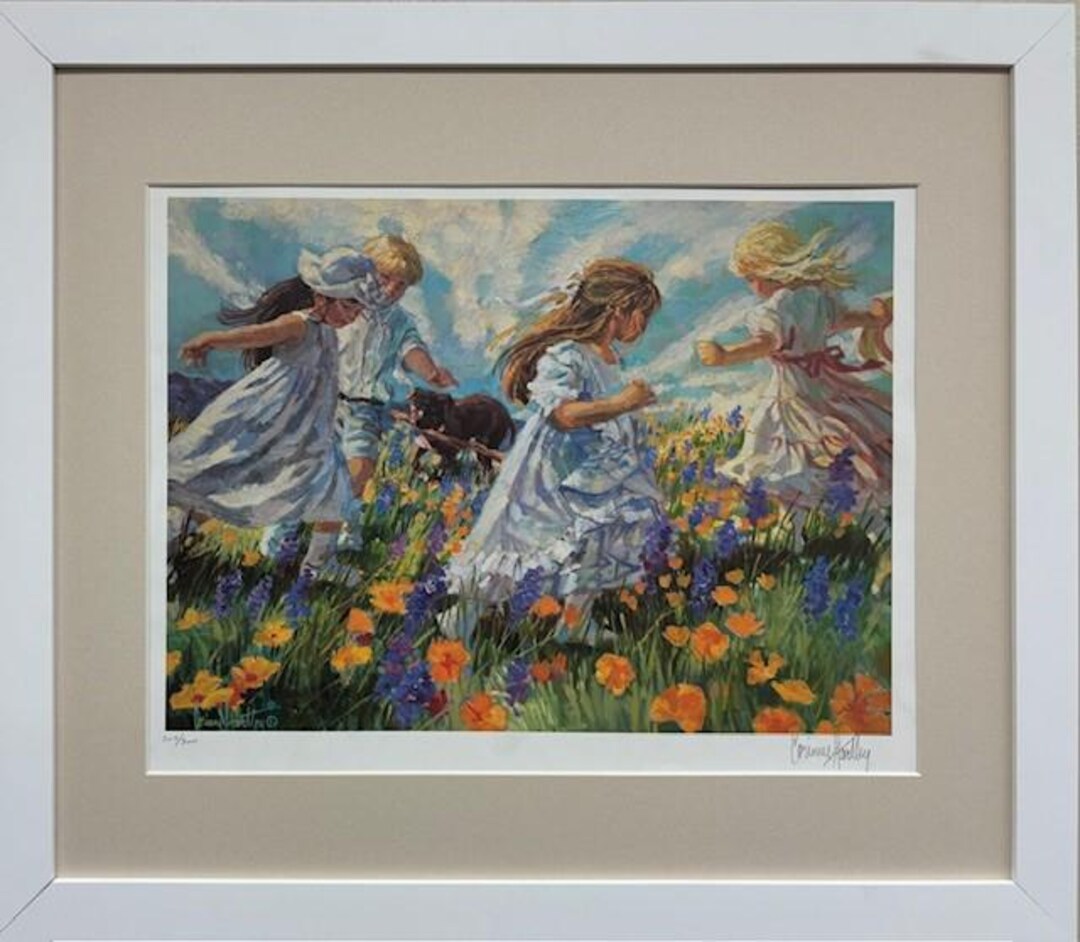 Corinne Hartley "fun on A Hill" New Hand Signed FRAMED Art Lithograph ...