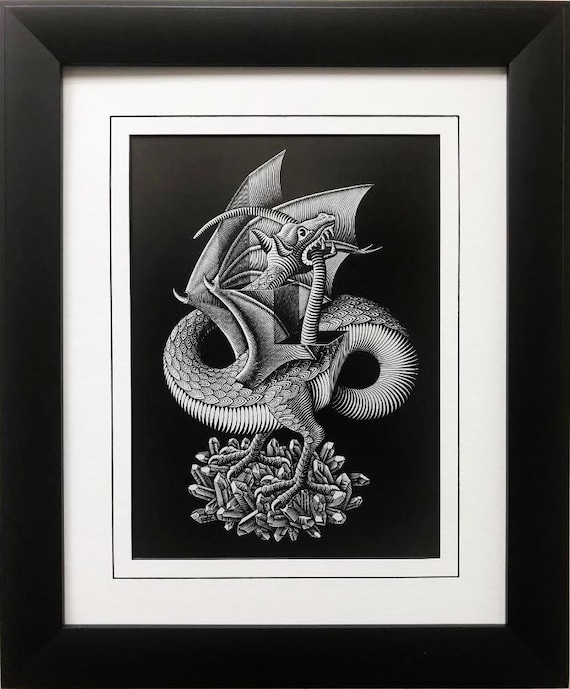 M.C.Escher Dragon '52 CUSTOM FRAMED Art | Etsy