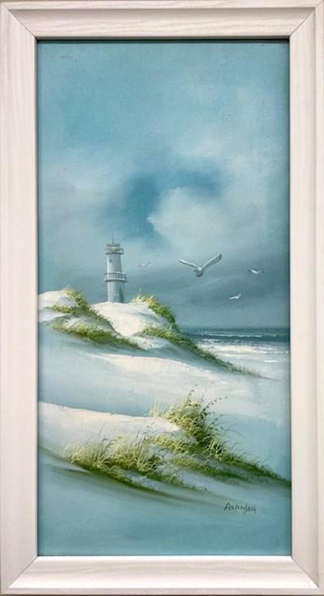 Adamson "blue Dunes" HAND SIGNED OIL Framed Art Seascape Impressionism ...