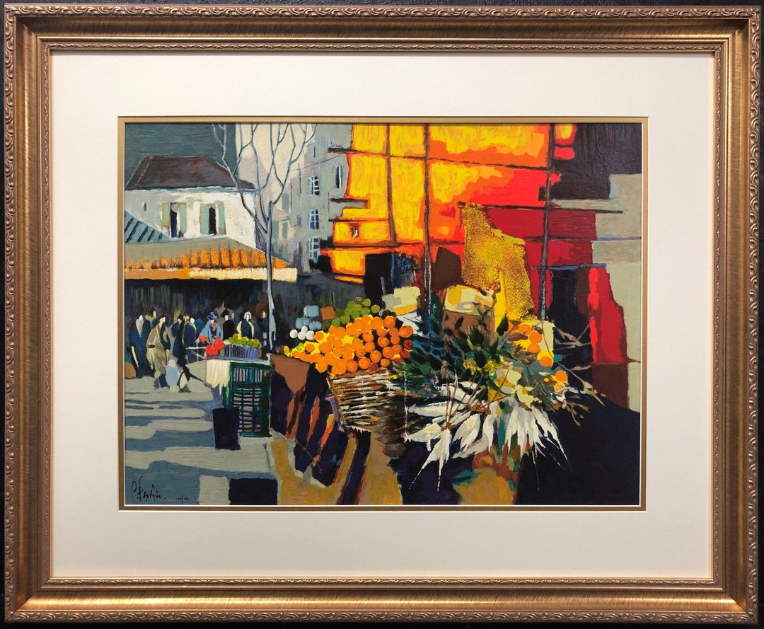 Claude Fauchere "marche Legumes Aux Fruit" Signed & # Framed Serigraph ...