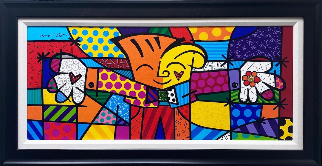 Romero Britto "little Hug" New Custom Framed Hand Signed Limited ...