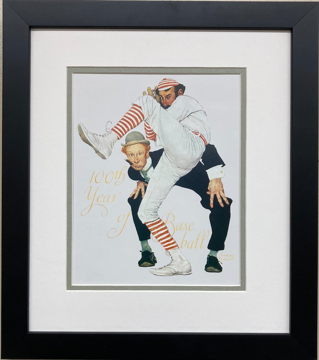 Norman Rockwell "100 Years of Baseball" CUSTOM FRAMED Art Print ...