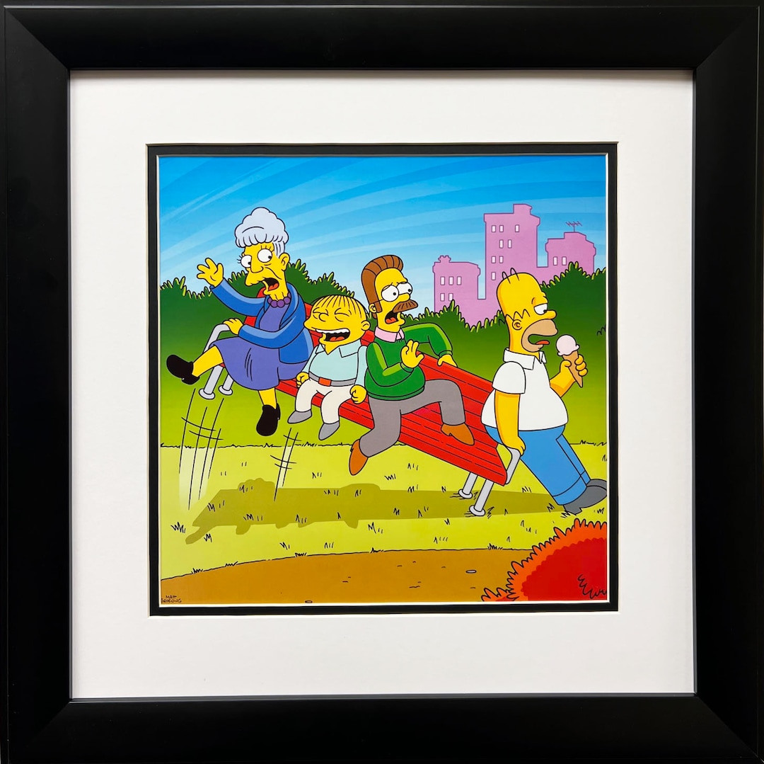 The Simpsons "homer Eating Ice Cream in the Park" CUSTOM FRAMED ART - Etsy