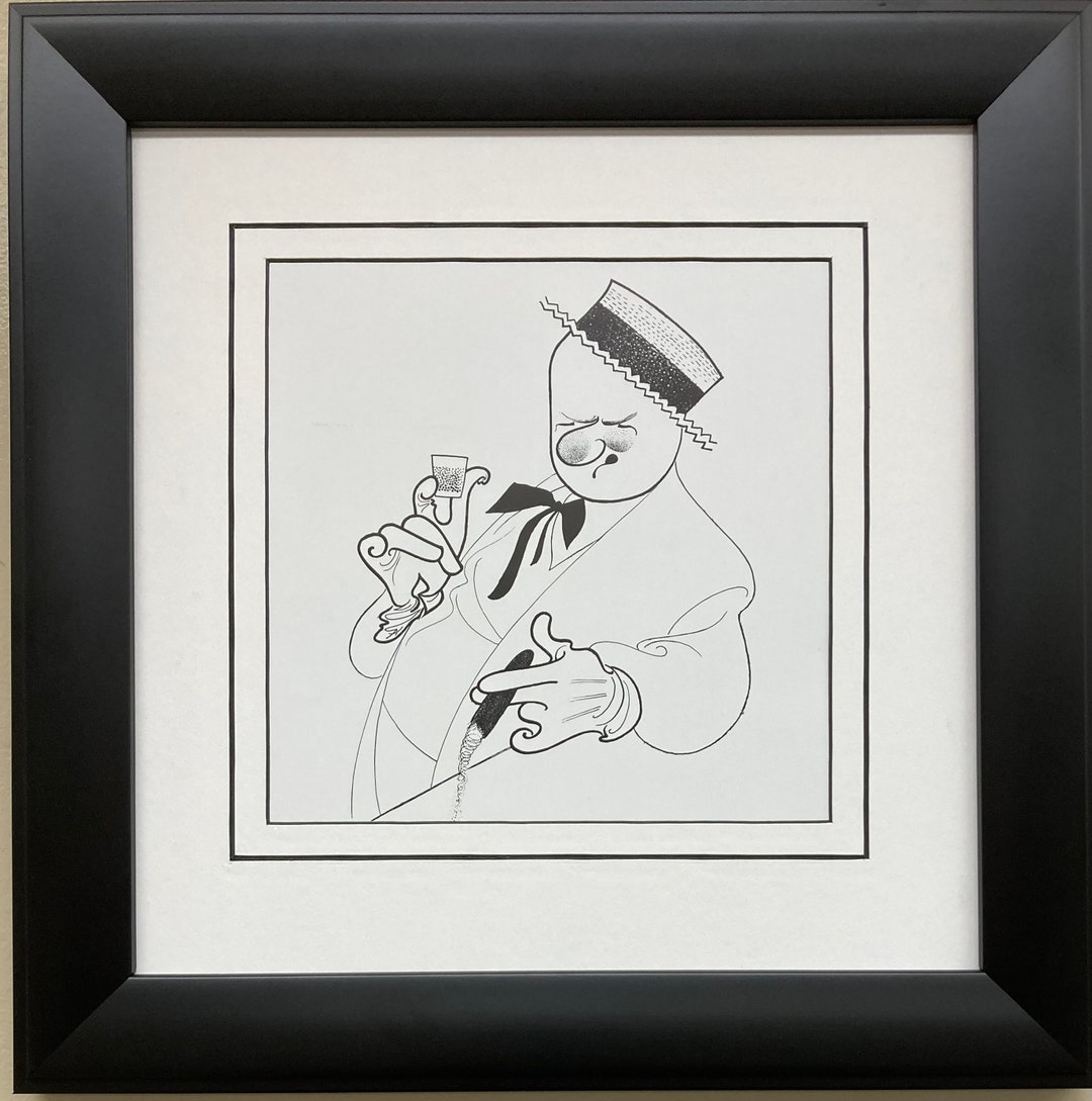 Al Hirschfeld "w.c. Fields 1973" CUSTOM FRAMED ART Caricature Comedian ...