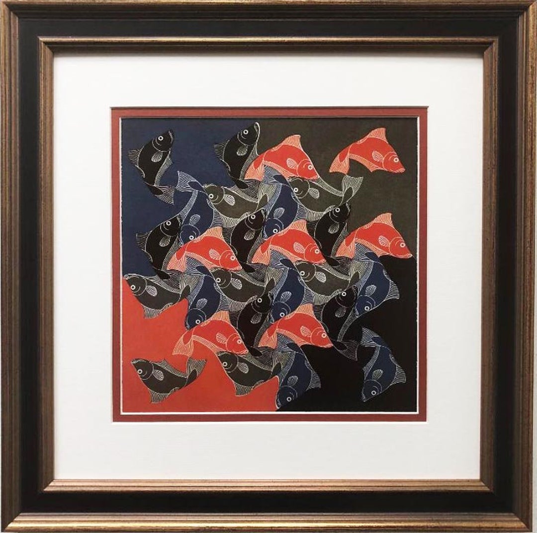 M.c.escher "fish 1942" CUSTOM FRAMED Art - Etsy