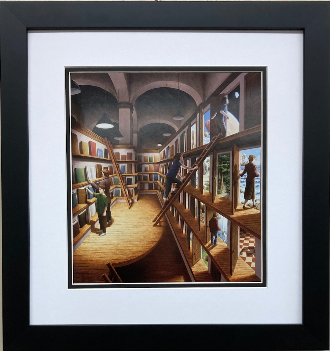 Rob Gonsalves " Written Worlds " Newly Custom Framed Art Print Magic Realism - Etsy