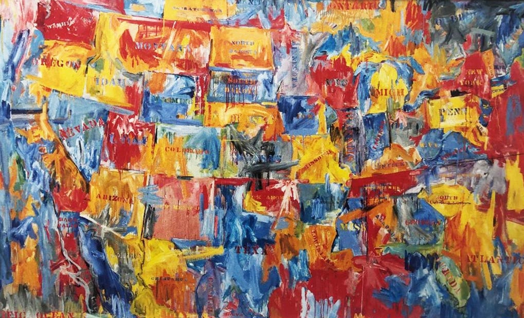 Jasper Johns map FRAMED Iconic Pop Art - Etsy