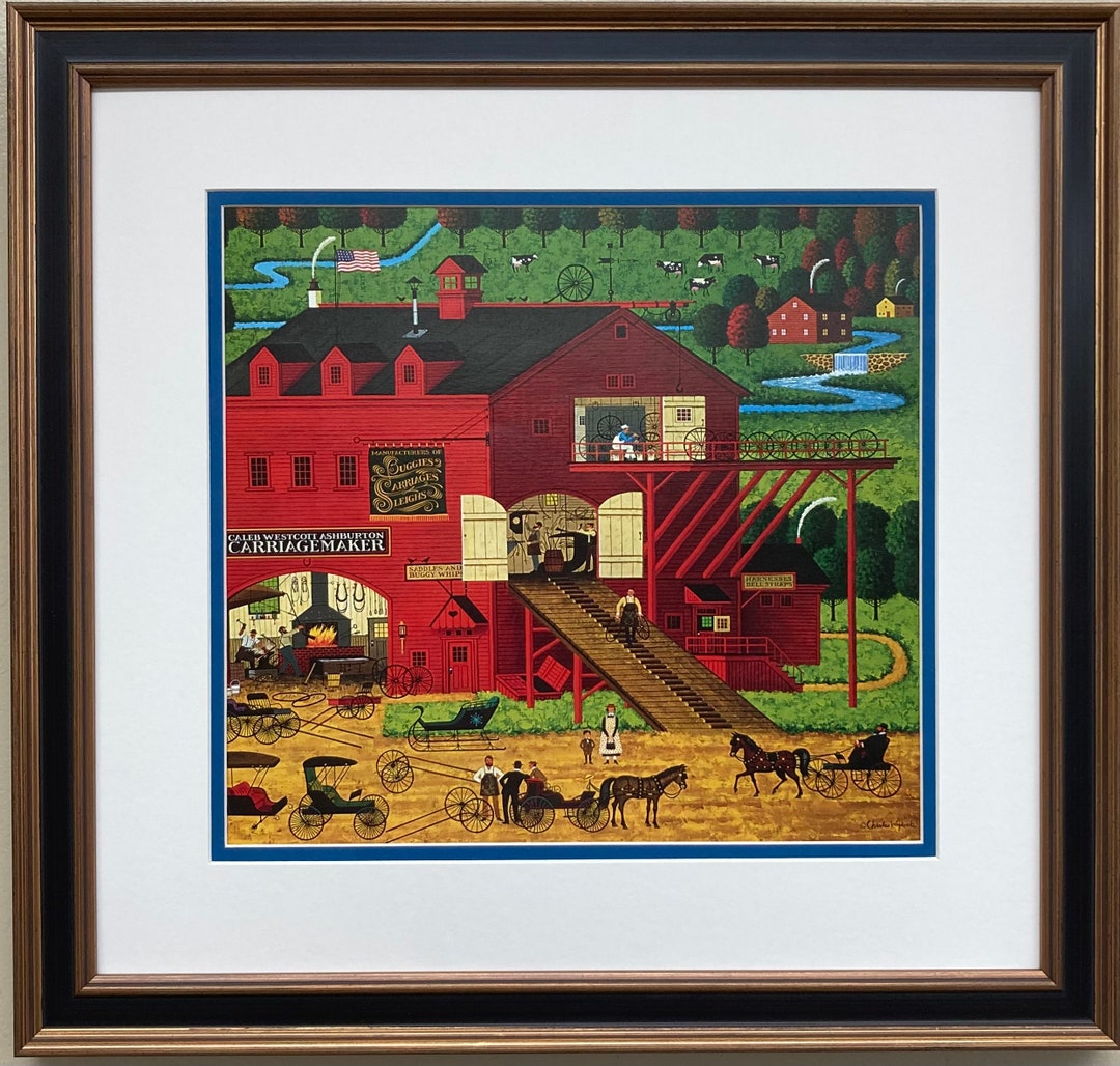 Charles Wysocki "caleb's Buggy Barn" Newly FRAMED Art Americana Rural ...