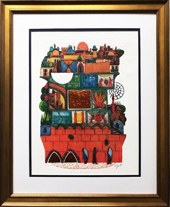 Amram Ebgi walls of Jerusalem FRAMED Signed & - Etsy