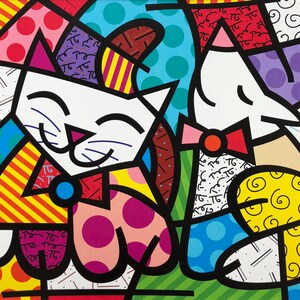 Romero Britto "happy Cat & Snob Dog" NEWLY CUSTOM FRAMED Art Print - Etsy