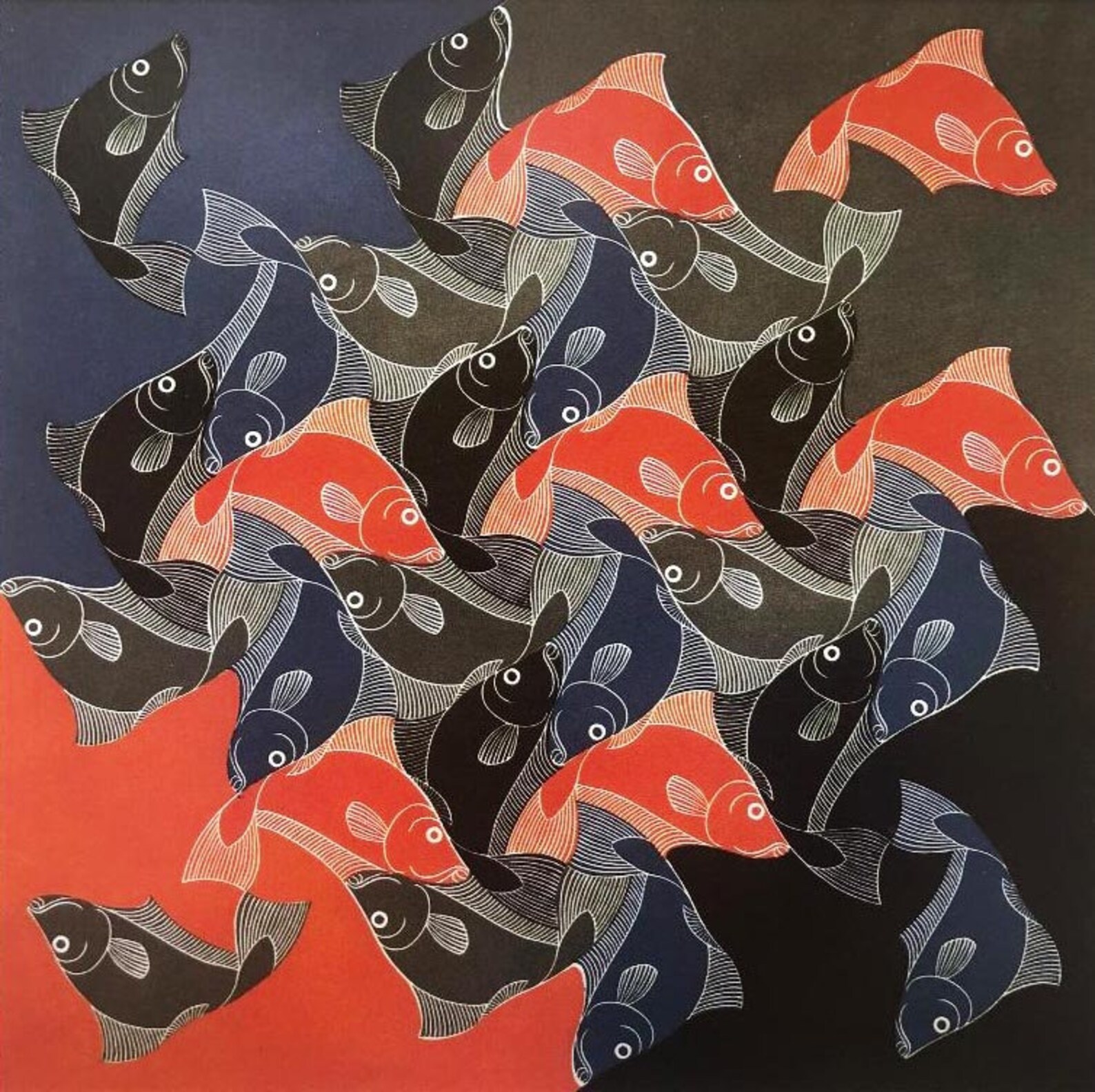 M.c.escher "fish 1942" CUSTOM FRAMED Art - Etsy
