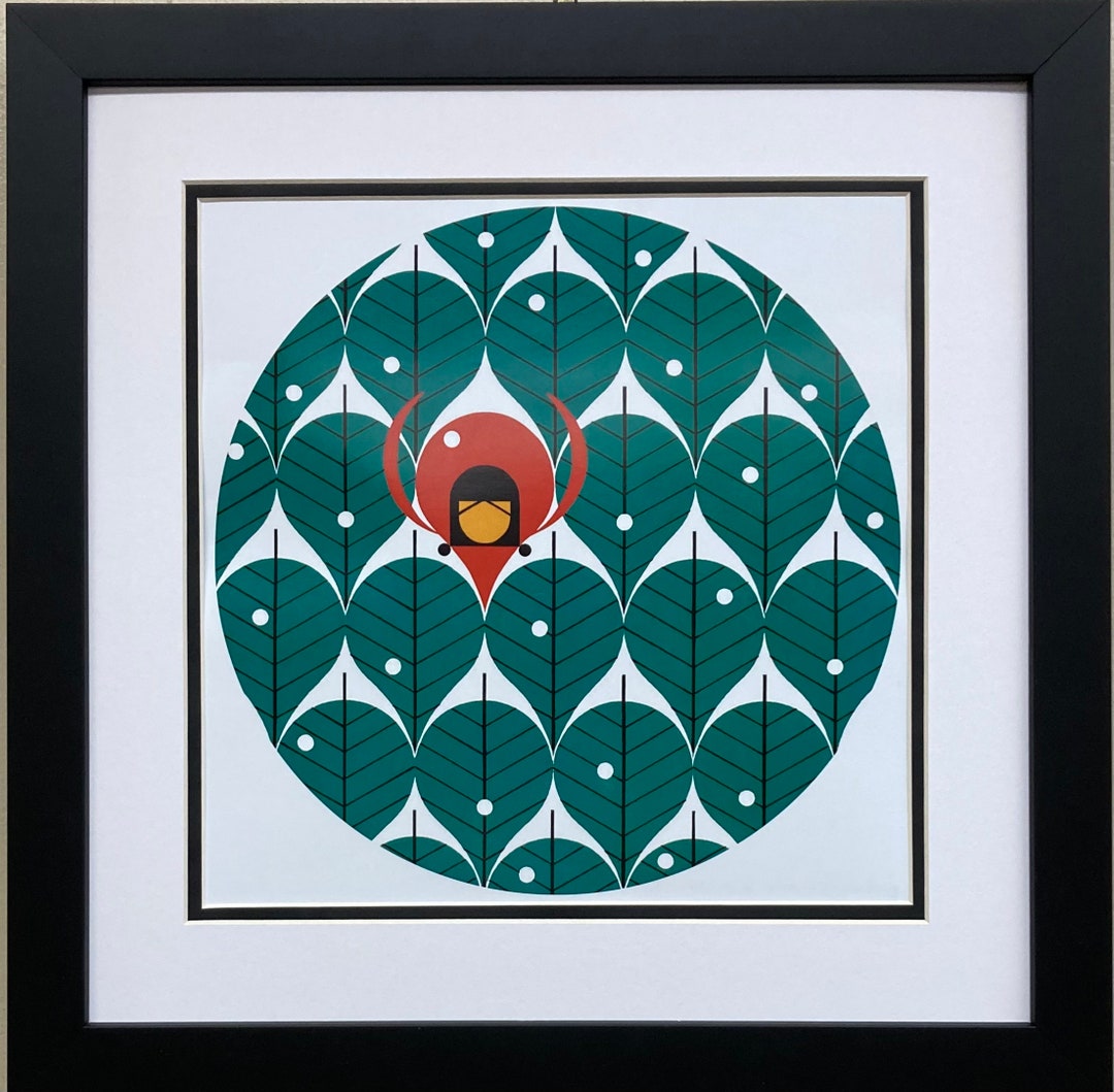 Charley Harper "coniferous Cardinal" Custom Framed Art Print, Birds - Etsy