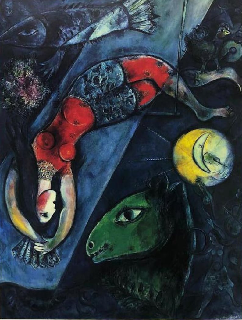 Marc Chagall "the Blue Circus" New CUSTOM FRAMED Art Rare Poster - Etsy