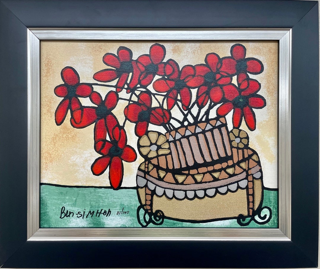 Avi Ben Simhon "red Poppies" Hand Signed & Embellished Serigraph Framed ...