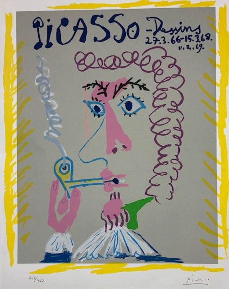 Pablo Picasso "dessins" Framed Art Portrait Limited Edition Facsimile ...
