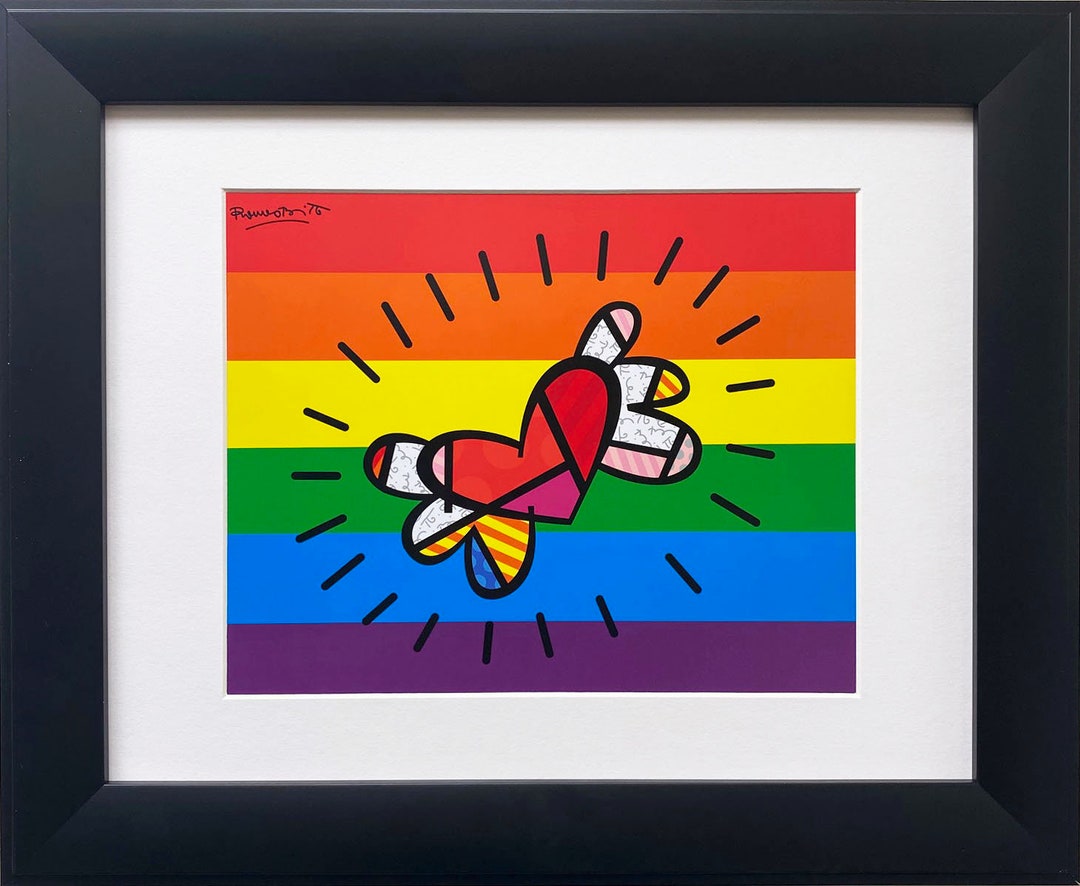 Romero Britto "pride Heart" NEWLY CUSTOM FRAMED Art Print - Etsy