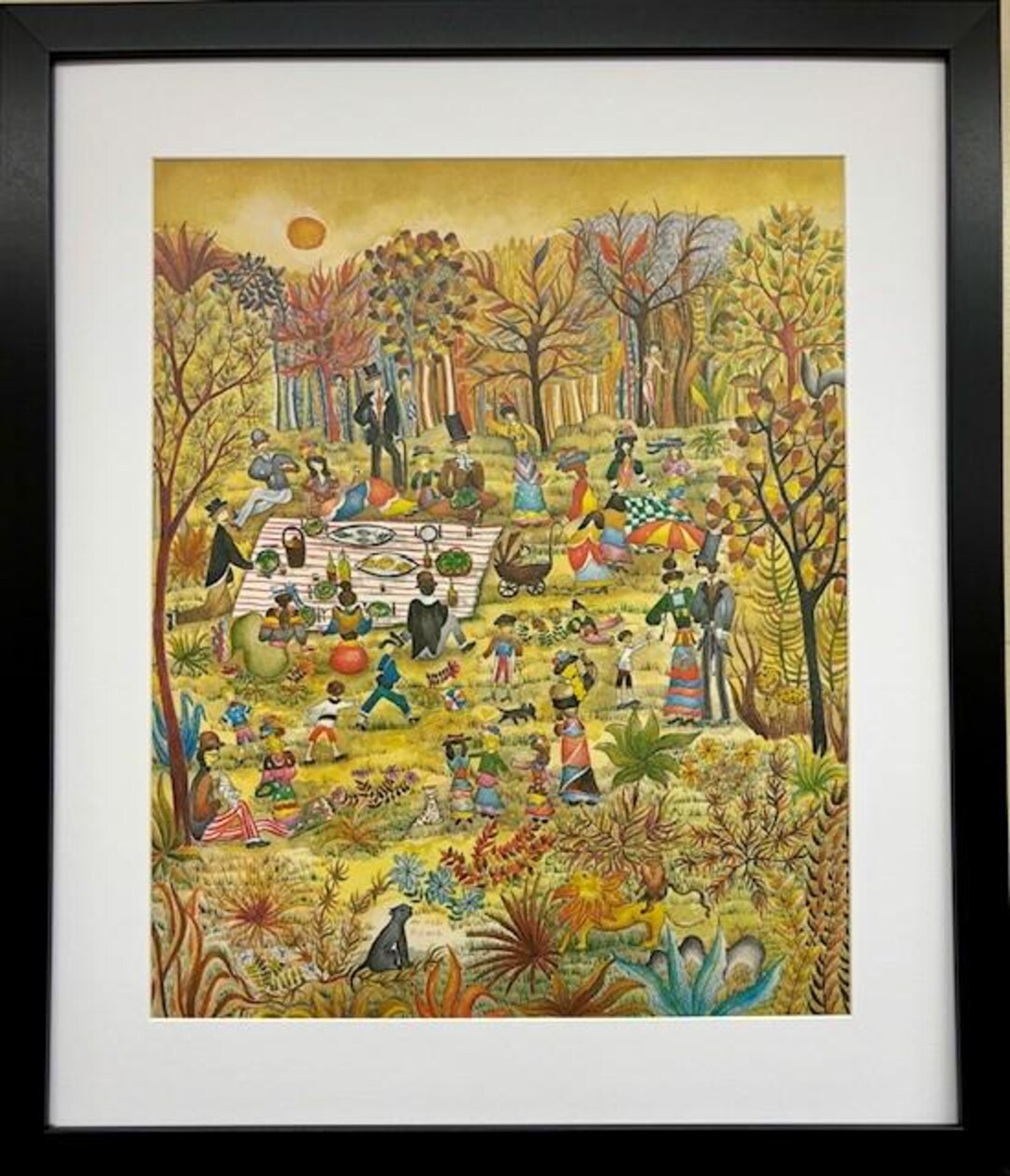 Ivel Weihmuller "an Odd Picnic" Hand Signed Framed Art Mid Century ...