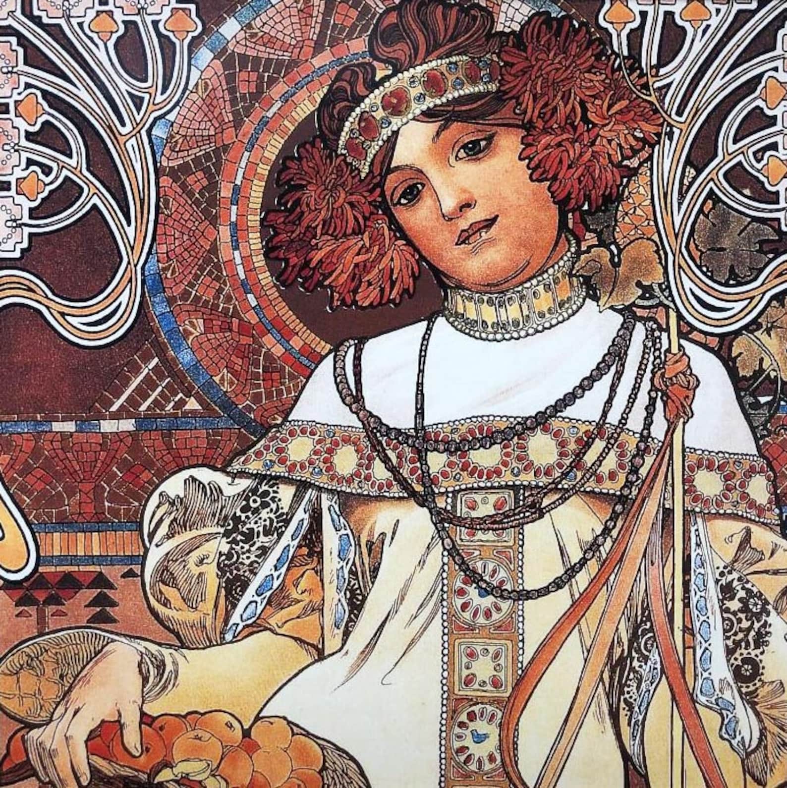Alphonse Mucha "the Seasons: Autumn" 1900 (detail) CUSTOM FRAMED ART - Etsy