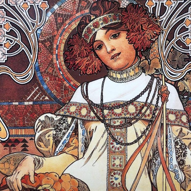 Alphonse Mucha the Seasons: Autumn 1900 detail - Etsy