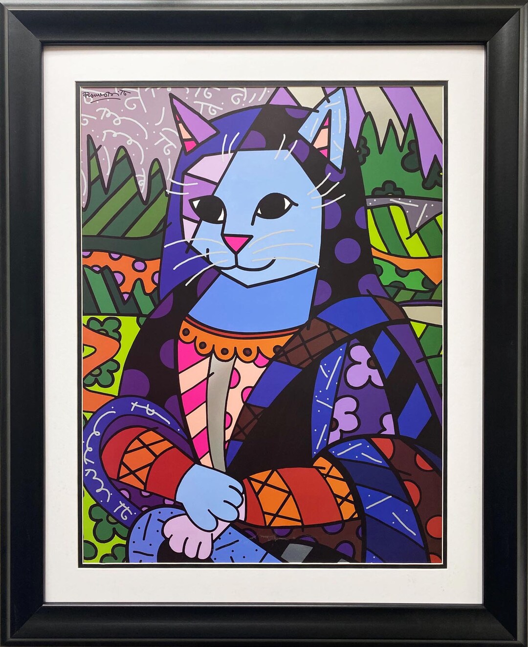 Romero Britto "mona Cat (metallic)" New Custom FRAMED ART PRINT - Etsy