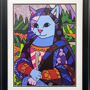 Romero Britto "mona Cat (metallic)" New Custom FRAMED ART PRINT - Etsy