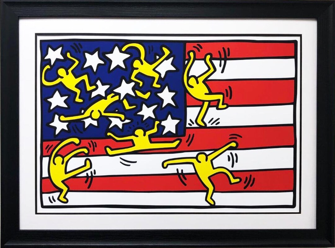 Keith Haring "american Music Festival Nyc" CUSTOM FRAMED Print American Flag - Mcgaw Graphics ...