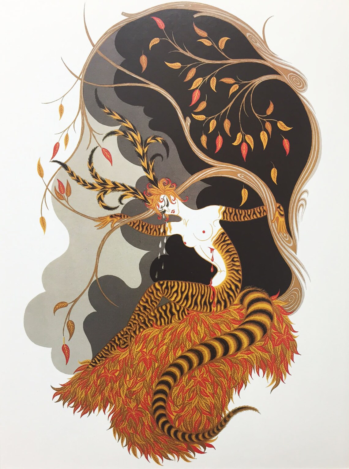 Erte "autumn" Newly Custom Framed Print Art Deco Design 4 SEASONS SUITE ...
