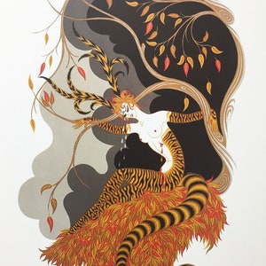 Erte "autumn" Newly Custom Framed Print Art Deco Design 4 SEASONS SUITE ...