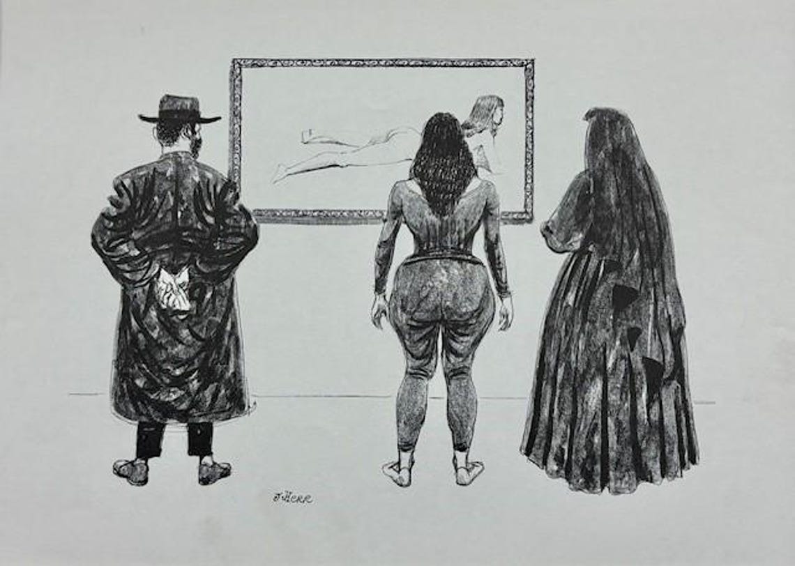 J. Herr "art is for Everyone" NEW FRAMED Humorous ART Jewish Mid ...