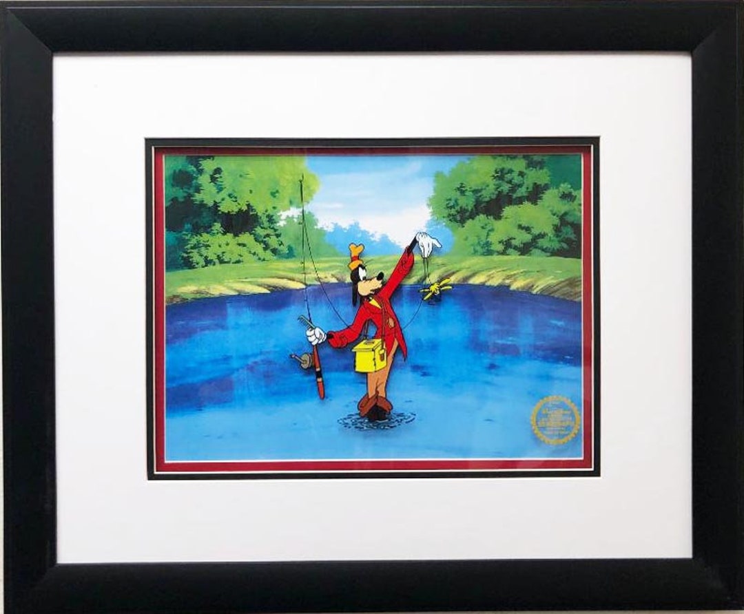 Disney "goofy Fishing" CUSTOM FRAMED Limited Edition Animation Sericel ...
