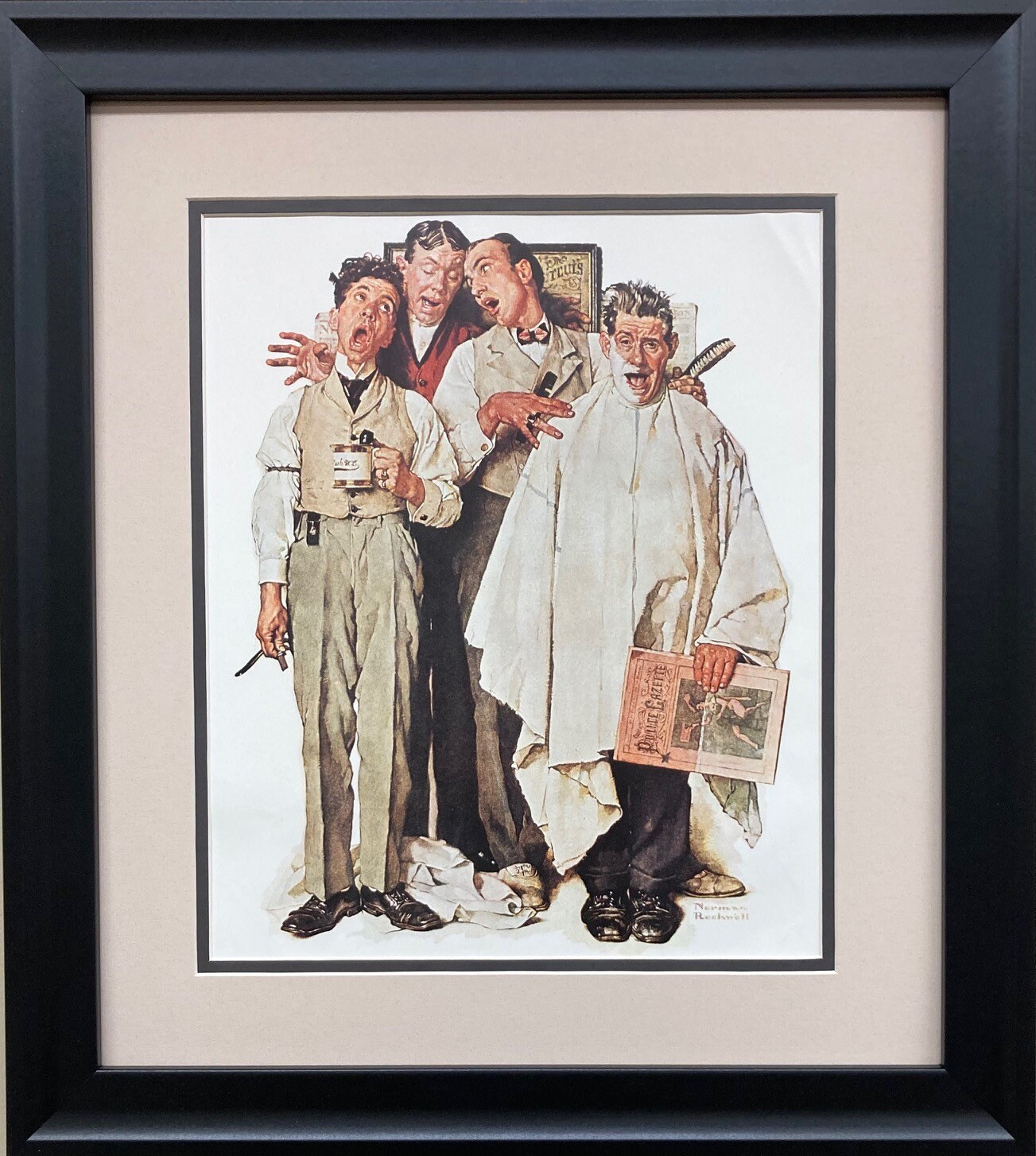 Norman Rockwell "barbershop Quartet " CUSTOM FRAMED Art Print Americana ...