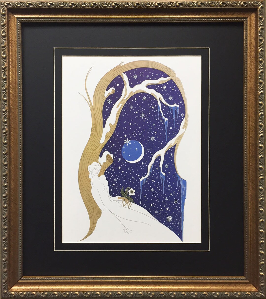 Erte "winter" Newly Custom Framed Print Art Deco Design FOUR SEASONS ...
