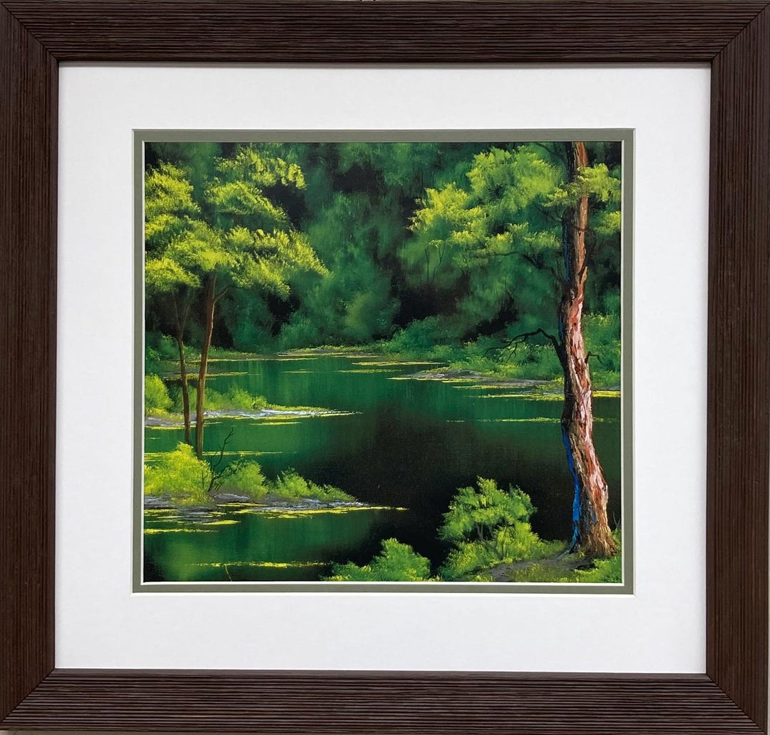 Bob Ross "emerald Waters" Happy Trees CUSTOM FRAMED Art Nature Print ...