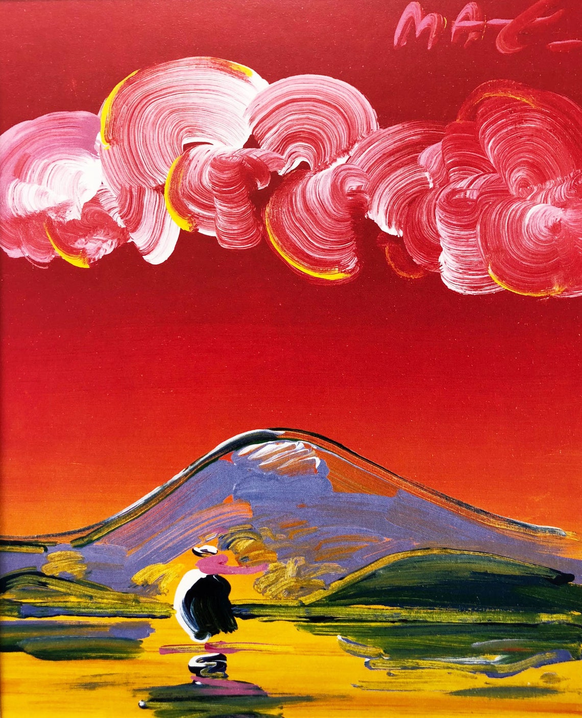 Peter Max zen Boat With Red Sky & Cloud CUSTOM | Etsy