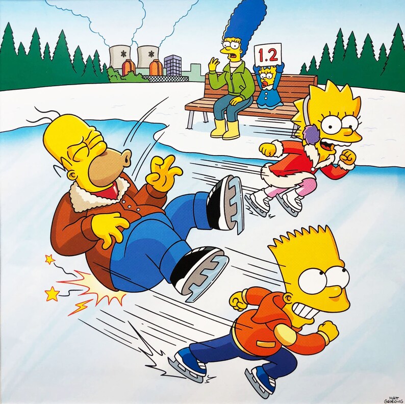 The Simpsons Speed Skating New Custom Framed Art | Etsy
