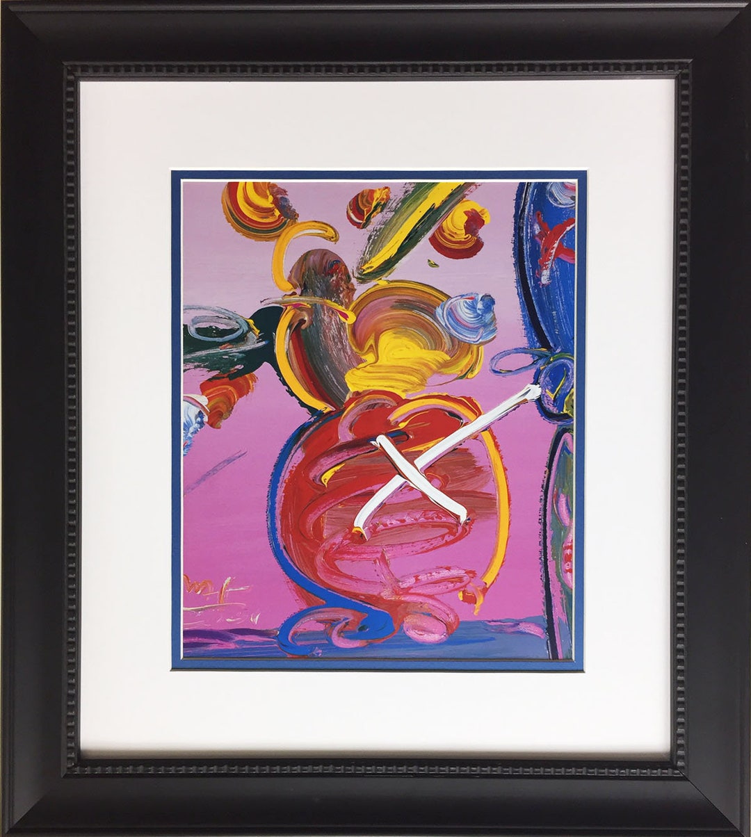 Peter Max "abstract Series Vase With Flowers " Newly CUSTOM FRAMED ...